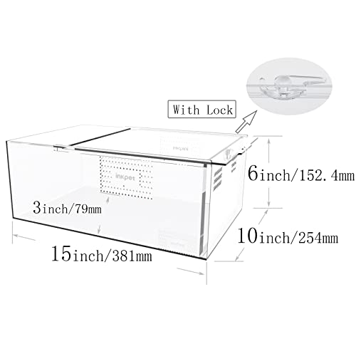 Reptile Terrarium Tank,Tarantula Enclosure 15’’x10’’x6’’ INKPET Acrylic Medium Feeding Tarantula Habitat Box for Hermit Crab,Leopard Gecko,Snake,Frog and Chameleon Cage(No Assembly Required)