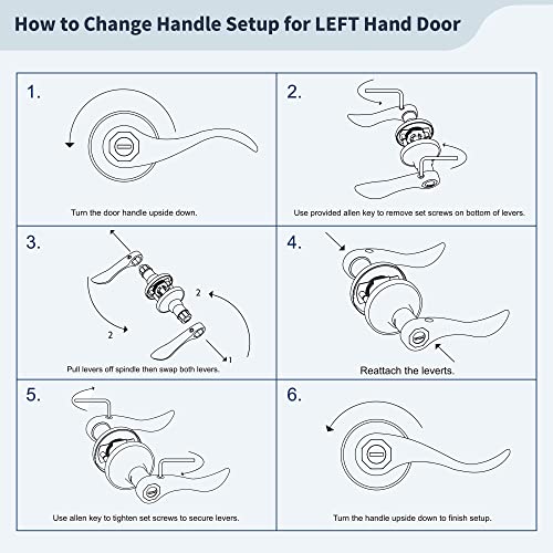 LOQRON Wave Style Door Lever Keyed Entry Door Handle with Lock, Entrance Lever Reversible for Left/Right Handed for Office or Front Door with Satin Brass Finish, 1 Pack