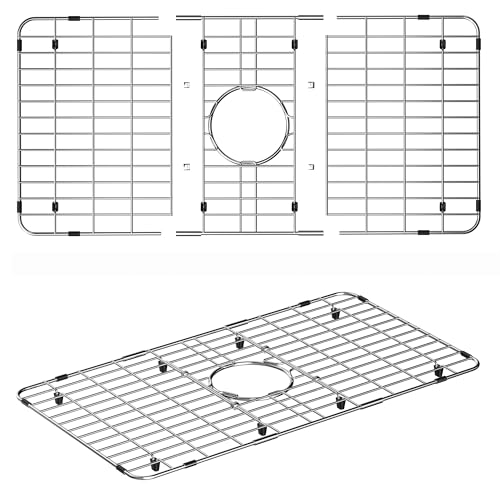iPEGTOP Sink Bottom Grid, Stainless Steel Sink Protector 28-1/2" x 15-1/2" Centered Drain Hole with Corner Radius, Sink Grate for Bottom of Kitchen Sink Single Sink Bowl with Sink Hole Cover