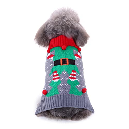 Ornaous Cute Dog Cat Ugly Christmas Sweater, Pet Xmas Elf Knitted Sweater Warm Clothes for Holiday (XXL Size)