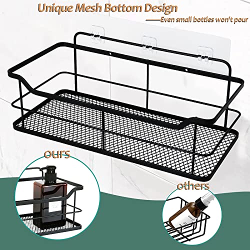 steauty Shower Caddy,3-Pack Bathroom Organizer, Unique Mesh Bottom Design of Shower Shelves, 2 Install Methods(Self Adhesive & Screw),Black Shower Shelf for Inside Shower