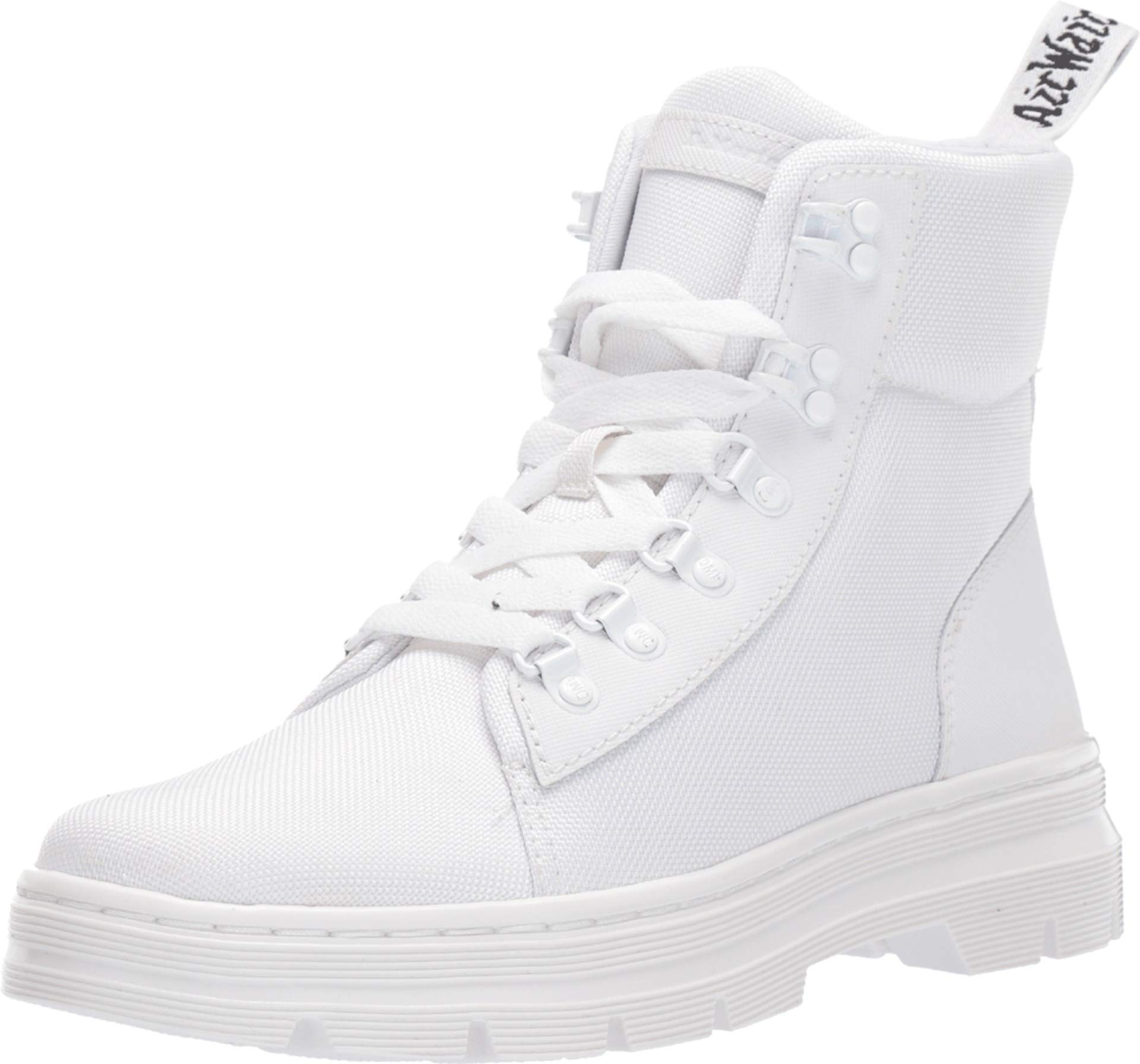 Dr. Martens Women's Combs W Combat Boot, White+White Ajax+Extra Tough Ballistic, 7