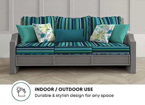 Honeycomb Outdoor Stripe Poolside Deep Seating Patio Cushion Set: Resilient Foam Filling, Weather Resistant and Stylish Set, Seat: 24" W x 23" D x 6.5” T; Back: 27" W x 24” L
