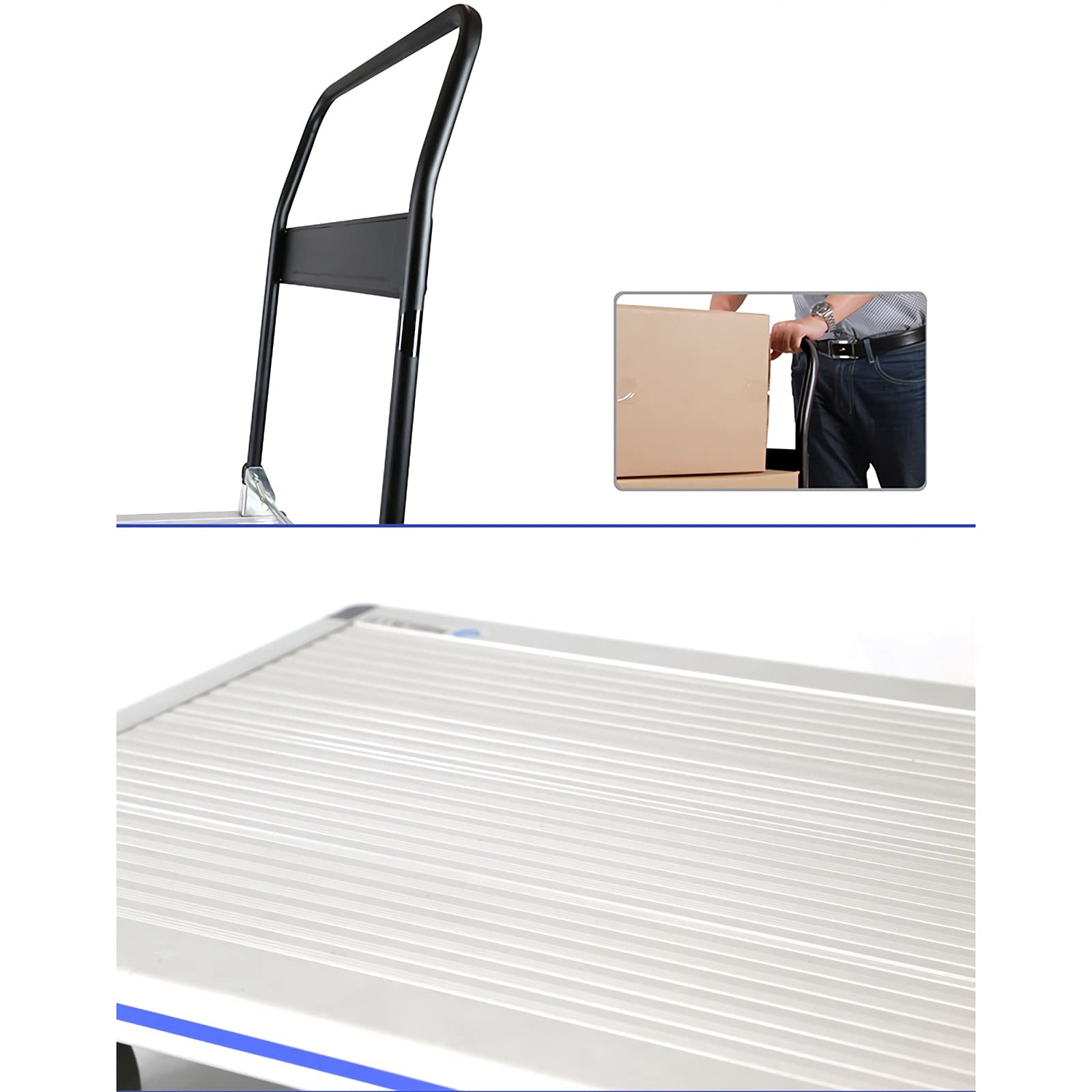 Generic Hand Truck Folding Platform Truck Aluminum Alloy Hand Cart with Wheels and Foldable Handle Push Trolley for Luggage Parcel Tools Moving Folding Cart (Size : 91 * 60)