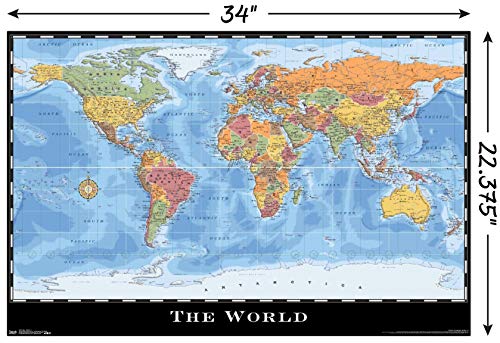 Trends International World Map Wall Poster 22.375" x 34"