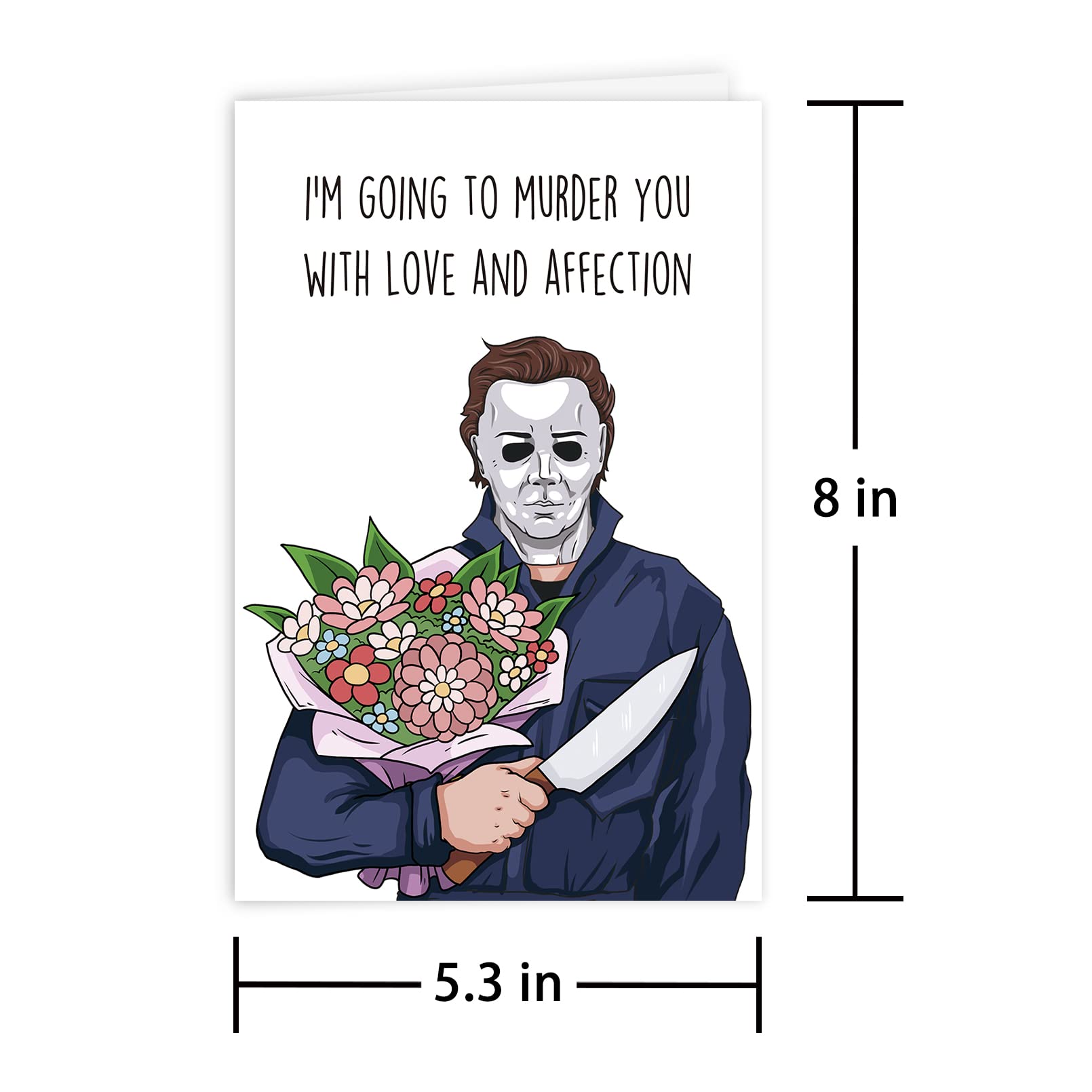 Leinessy Michael Myers Halloween Card for Him Her, Horror Movie Theme Anniversary Card, Murder You with Love and Affection