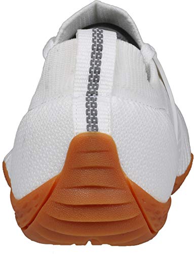 WHITIN Women's Low Zero Drop Shoes Minimalist Barefoot Trail Running Camping Size 7.5-8 Wide Toe Box Lady Fitness Lightweight Sneaker White/Gum 38