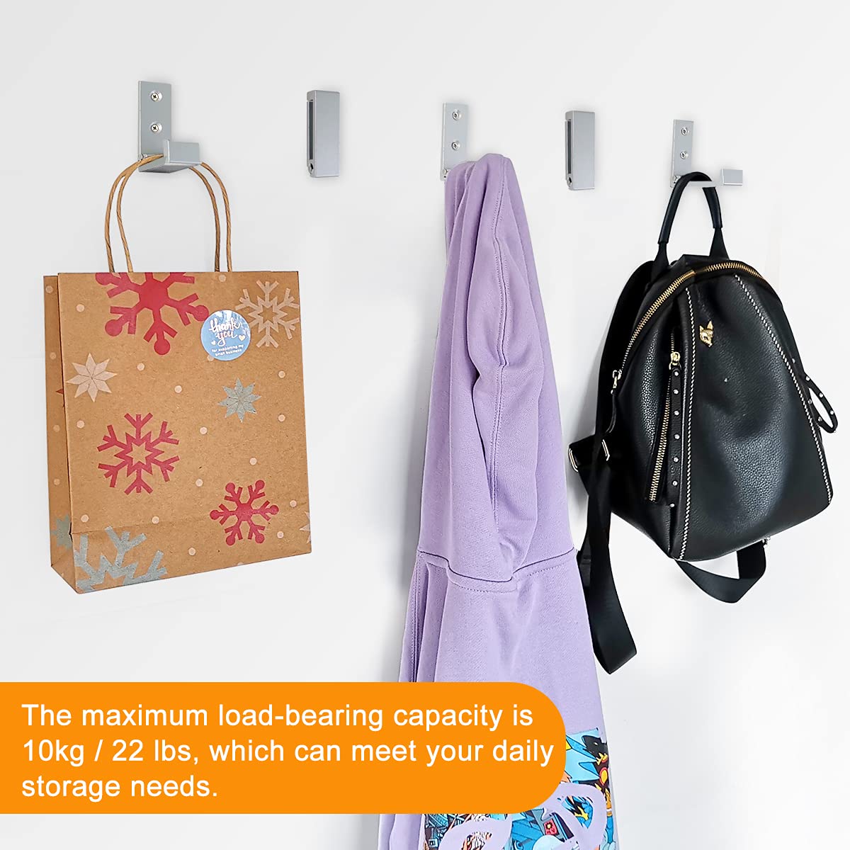 WaaWee 5Pcs Folding Coat Hooks, Wall Hanging Hooks - Aluminium Alloy Folding Clothes Hook, Foldable Aluminum Alloy Single Towel Hook for Bathroom, Bedroom and Fitting Room (Frosted Silver
