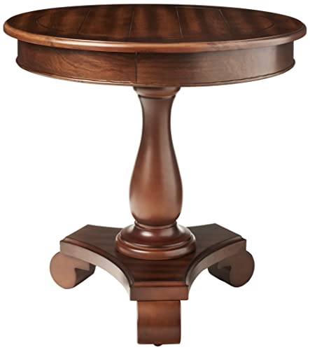 Roundhill Furniture Rene Round Wood Pedestal Side Table, 26"D x 26"W x 26.5"H, Espresso
