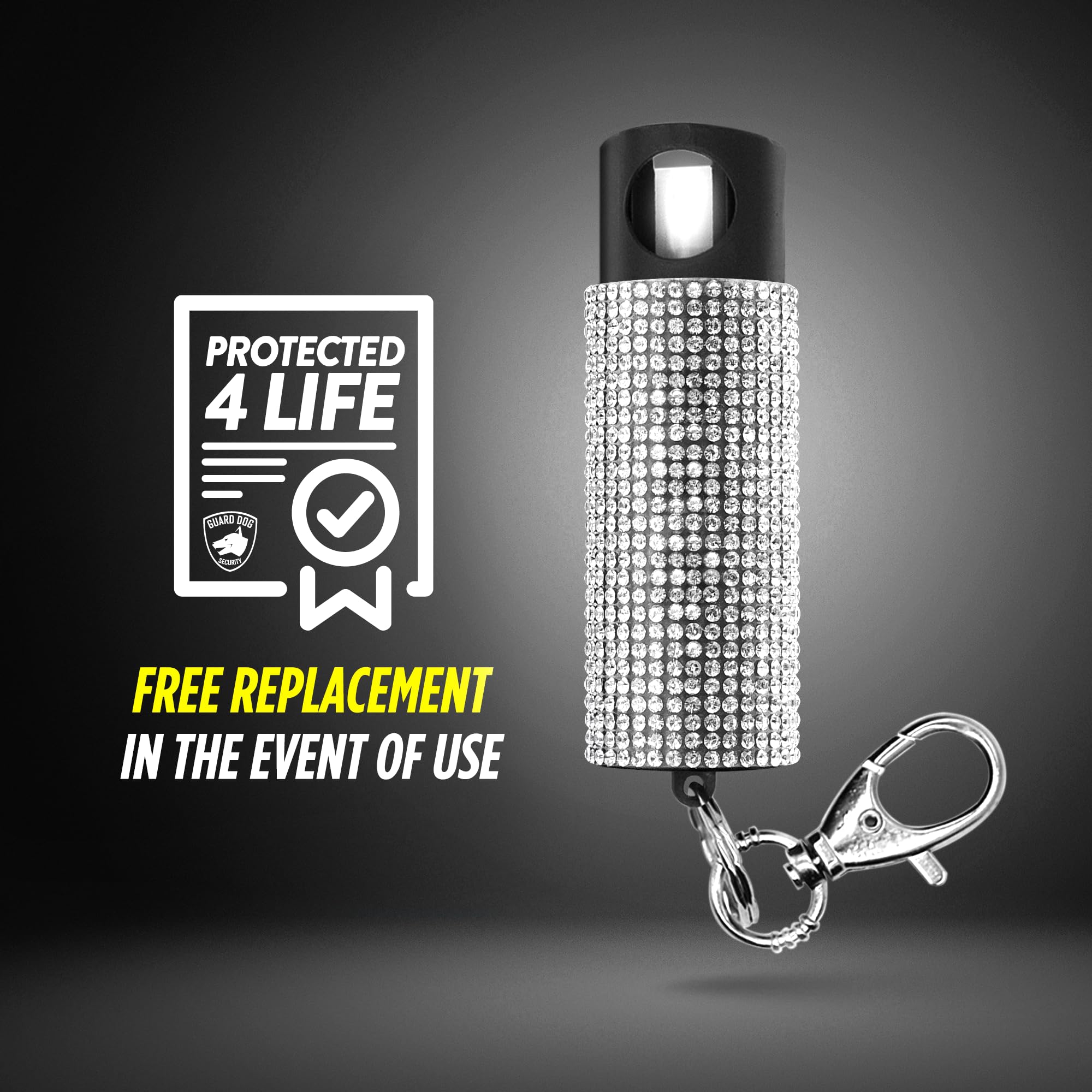 Guard Dog Security Bling it On Pepper Spray, Keychain with Safety Twist Top, Mini and Easy Carry, Lightweight and Fashionable, Maximum Police Strength OC Spray, 16 Feet Range, 0.5 fl oz