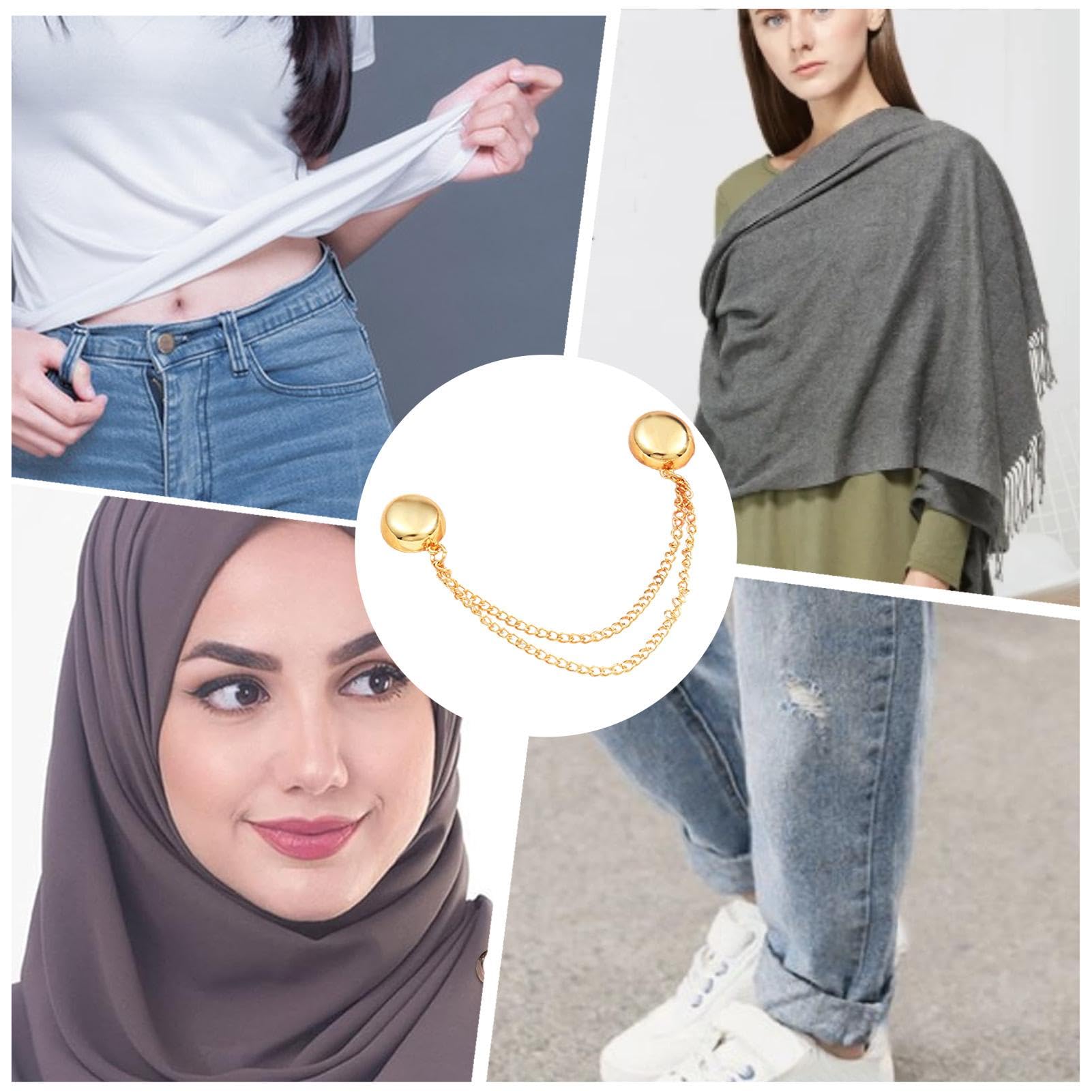 Powerful Hijab Magnets with Chain - Multi-Function Magnetic Clothing Clips | Magnetic Clothing Shawl Clips Clothing Accessories | Magnetic Clips for Women's Clothes and Hijab Decoration