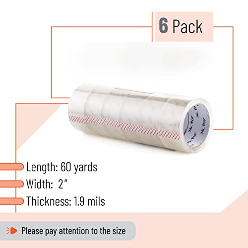 Mr. Pen- Packing Tape, 6 Pack, 2β Wide, 60 Yards, Shipping Tape, Packaging Tape, Clear Packing Tape, Moving Tape, Packing Tape for Moving Boxes, Packing Tape Refills, Packing Tape Roll
