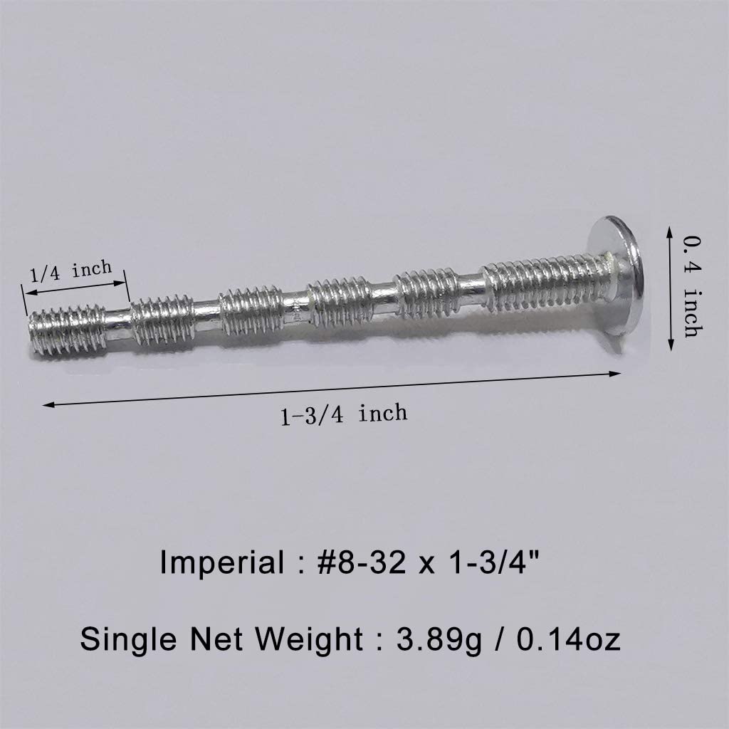 Truss Head Break Away Screws, Imperial 8-32 Thread x 1-3/4", 80-Pcs/11ounces Long Slub Bolts for Cabinet Drawer and Door Handles and Knobs,Long Slub Machine Phillips Screws