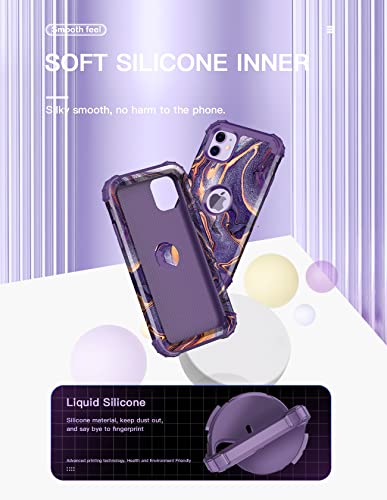 LONTECT for iPhone 11 Case Marble Shockproof Heavy Duty Rugged Durable Protective Cover Girls Women Case for Apple iPhone 11 6.1 Inch, Cobalt Purple