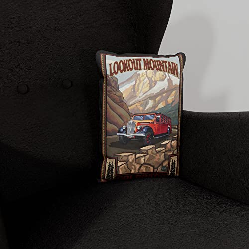 Lookout Mountain Tour Bus Canvas Throw Pillow for Couch or Sofa at Home & Office from Travel Artwork by Artist Paul A. Lanquist 13" x 19".