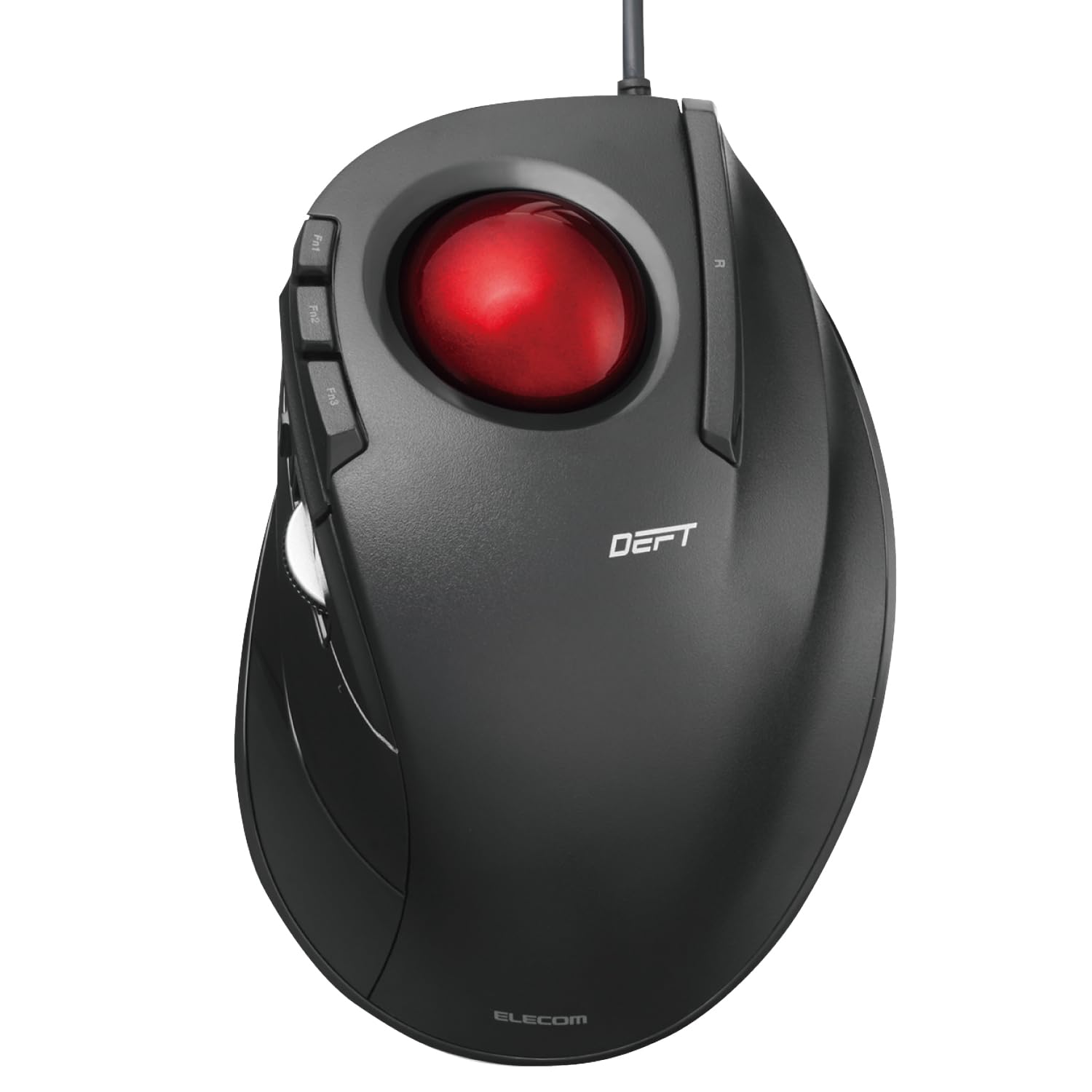 ELECOM DEFT Trackball Mouse, Wired, Finger Control, 8-Button Function with Smooth Tracking, Ergonomic Design, Optical Gaming Sensor, Smooth Red Ball, Windows11, macOS (M-DT2URBK-G)