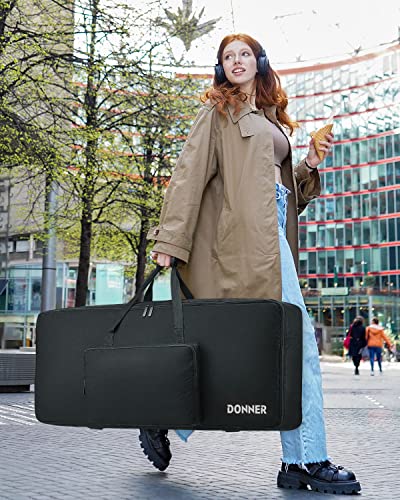 Donner 61 Key Keyboard Case, Portable Electric Piano Keyboard Gig Bag, Waterproof Durable 600D Nylon Oxford Cloth, 10mm Cotton Padded, 41"x 16"x 5", Black