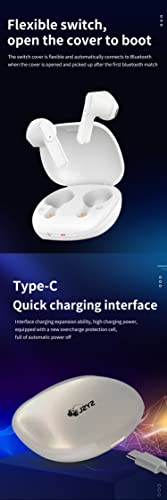 True Wireless Stereo Earbuds Bluetooth 5.0 in Ear Light-Weight Headphones Built-in Microphone, Super bass Long Distance Connection Headset with Charging Case (White)