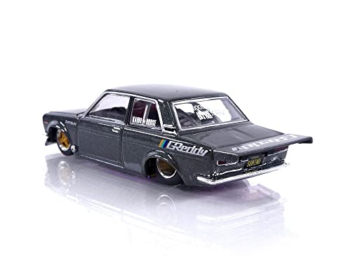 Truescale Miniatures Datsun 510 Pro Street Gun Metal Gray (Designed by Jun Imai) Kaido House Special 1/64 Diecast Model Car by True Scale KHMG017