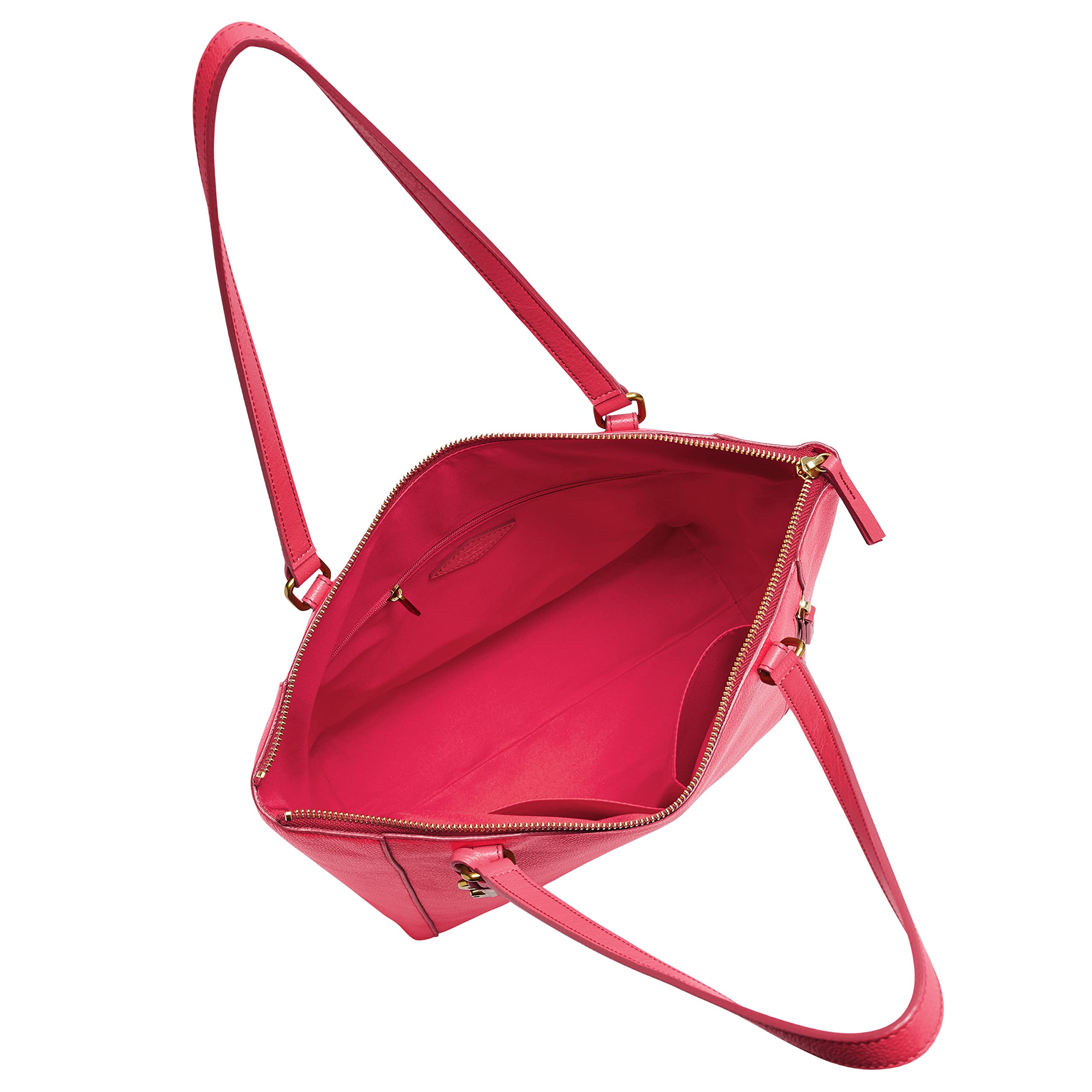 Fossil Women's Tara Leather Shopper Tote Purse Handbag, Cherry (Model: ZB1475618)