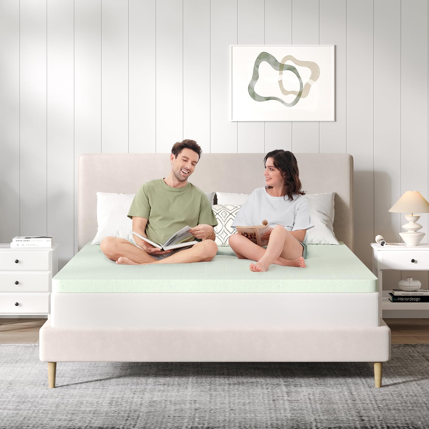Novilla Full Size Mattress Topper, 2 Inch Gel Memory Foam Full Mattress Topper for Cool Night Sleep & Enhanced Comfort, CertiPUR-US Certified Foam, Green