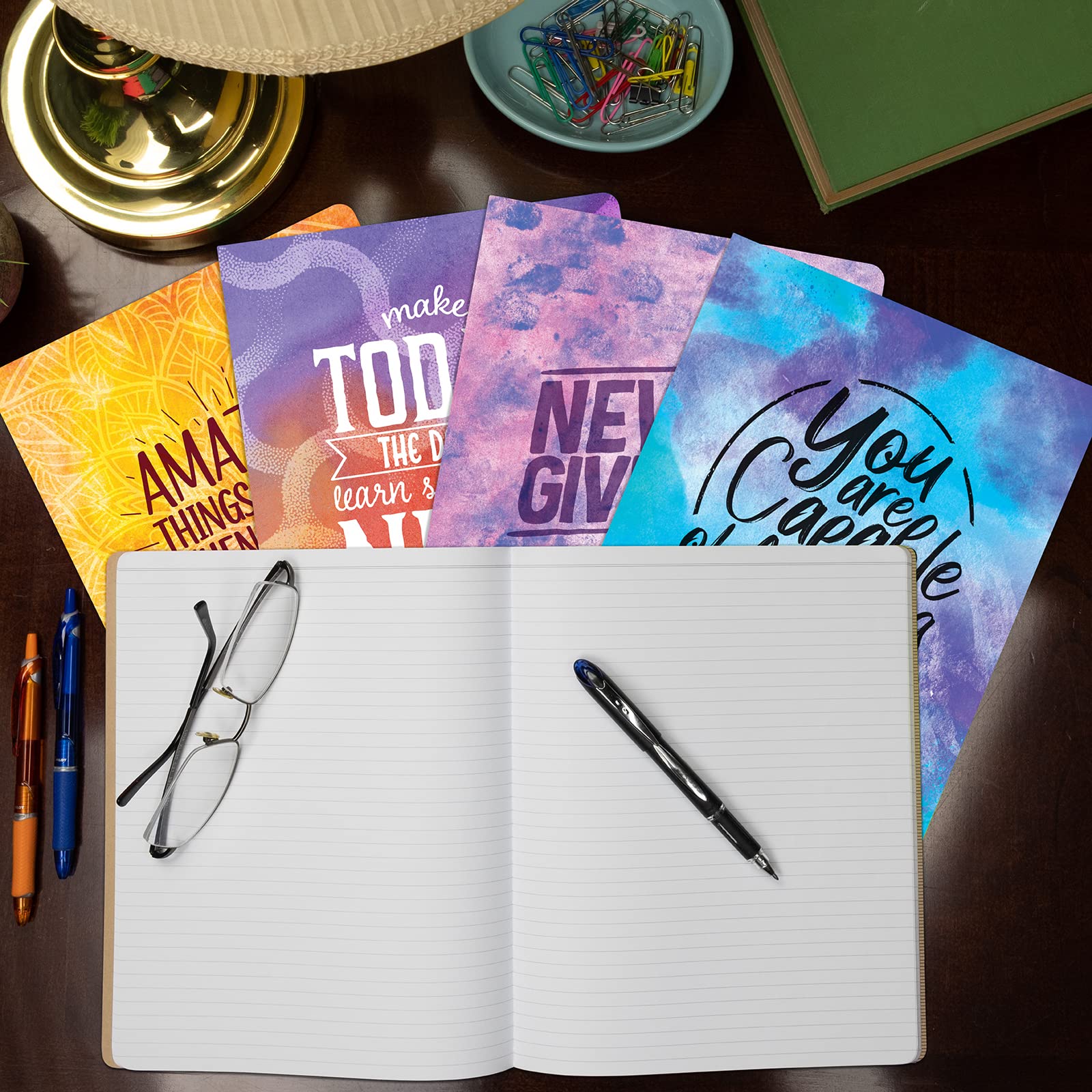 Elan Publishing Company Field Notebook/Journal - 8"x10" - Watercolor Inspiration Covers - Lined - Pack of 5