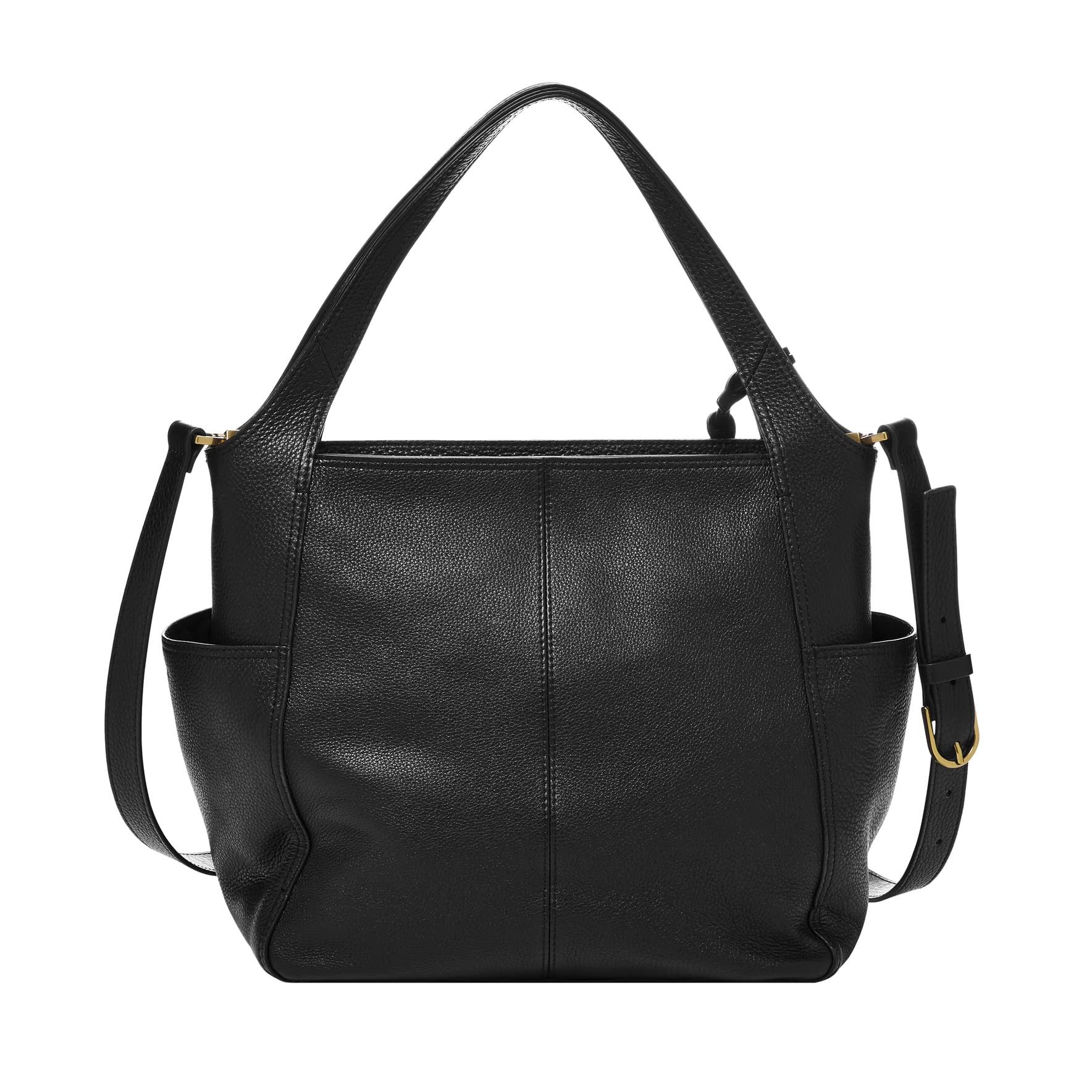 Fossil Women's Emerson Leather Satchel Purse Handbag, Black (Model: ZB1668001)