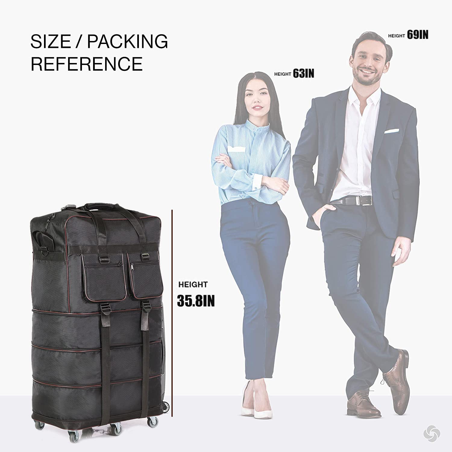 ELDA Expandable Foldable Suitcase Heavy Duty Collapsible Luggage Large Travel Duffle Bags with Wheels for Men Women