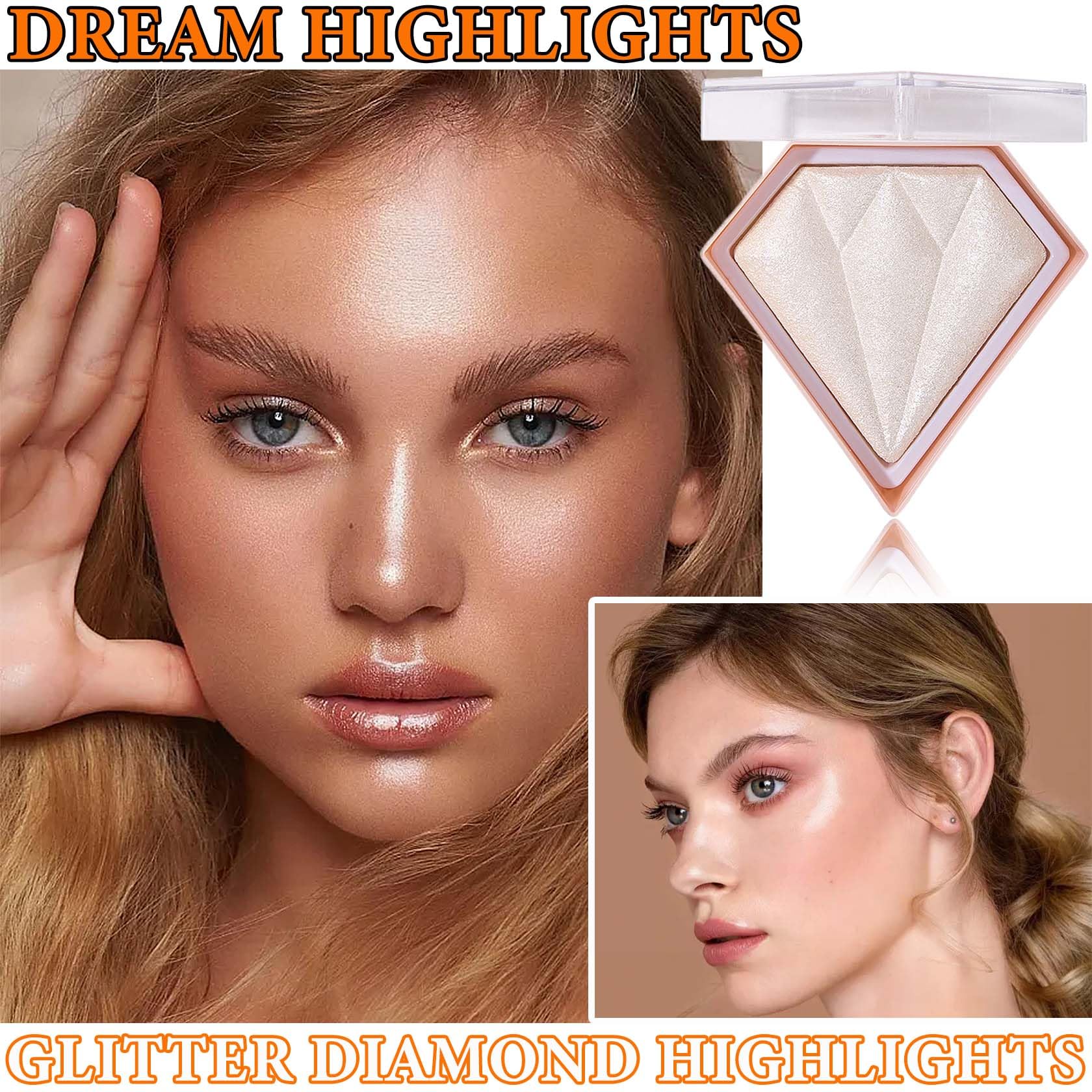 Glitter Blush Shimmer Highlighter Blusher Powder Makeup Face Highlighter Palette,Natural Lasting Shiny Contouring Palette Highlighter Concealer Face Contour Powder Makeup(#01 Pearl White)