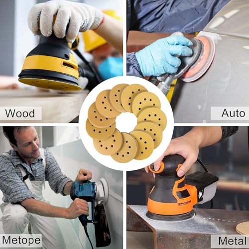 LotFancy Sanding Disc, 5 Inch 8 Hole, 110PCS 60 80 120 150 180 220 320 400 600 800 1000 Grit Sandpaper Assortment, Hook and Loop Sand Paper, Random Orbital Sander Pads