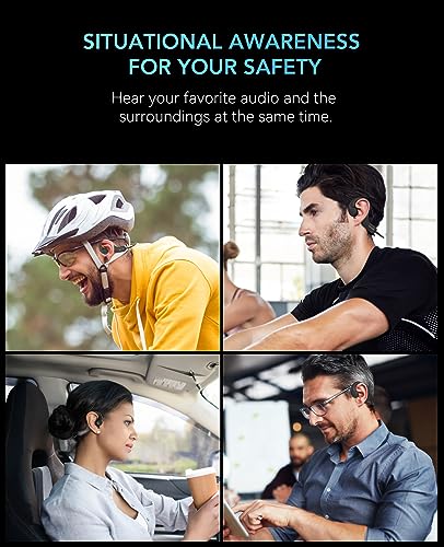NUROUM OW10 Open Ear Air Conduction Headphone, 5.3 Bluetooth Earphone with 2 AI Noise Suppression MEMS Mics, IPX6 Waterproof ,10H Playtime,Sports Headphone for Hiking Running Cycling