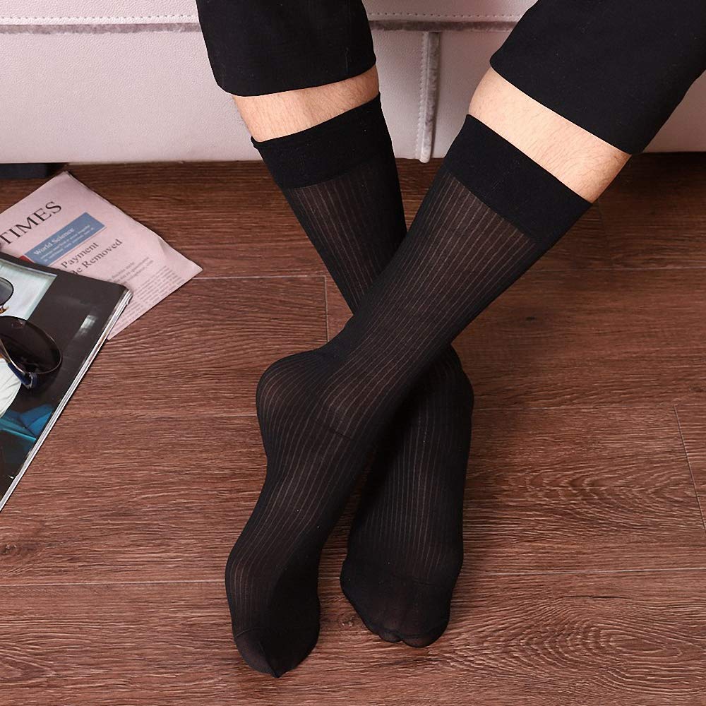 Goobester Men Tube Male Sheer Formal Dress Wear Suit Black Stocking Business Socks Black