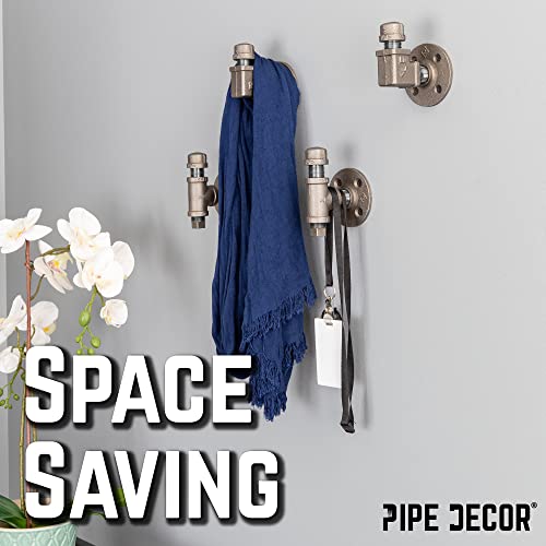 PIPE DECOR DIY Tee-Shaped Wall Hook Kit (2 Pack), Heavy Duty Industrial Coat Hooks, Wall Hooks for Kitchen or Hallway