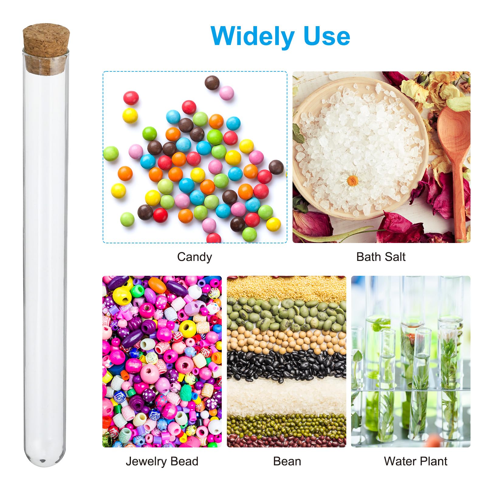 PATIKIL 25ml Test Tubes, 30pcs 5.91x0.59in Glass Clear Round Bottom Test Tube Containers with Cork Stopper for Bead Party Candy Bath Salt Storage Scientific Experiment Plant Propagation