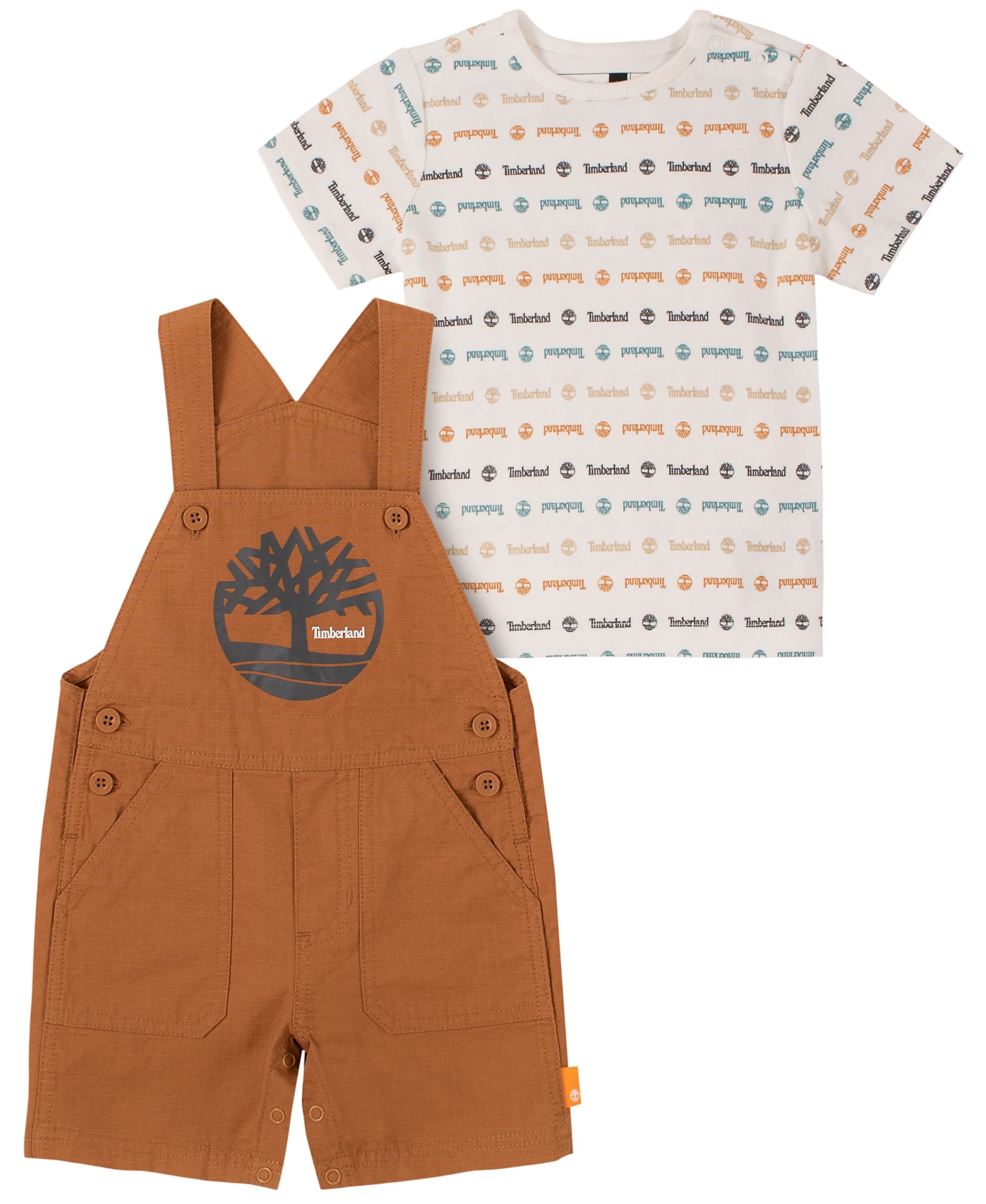 Timberland baby boys 2 Pieces Shortall and Toddler Layette Set, Brown Sugar, 18M US