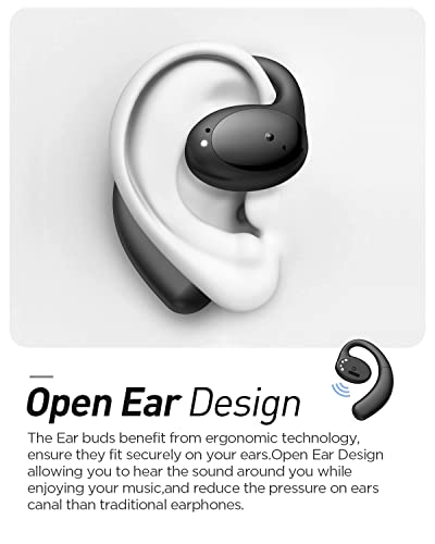 VIDONN Open Ear Headphones Wireless Bluetooth 5.2 OpenBuds T2 Sport Open Earbuds Non Bone Conduction with Earhook and Charging Case for Sports Running Headphones Exercise Around Ea (White)