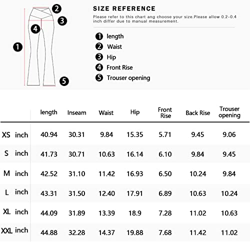 viehunt Womens Crossover Flare Leggings High Waisted Casual Cute Stretchy Full Length Workout Elegant Yoga Pants Black X-Large