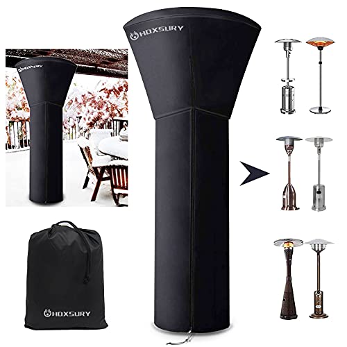 HOXSURY Patio Heater Cover Outdoor Waterproof 94IN 420D Heavy Duty Standup Round Oxford Covers for Outdoor Heaters Weatherproof Propane Heater Covers for Outdoor Garden Treasure Black