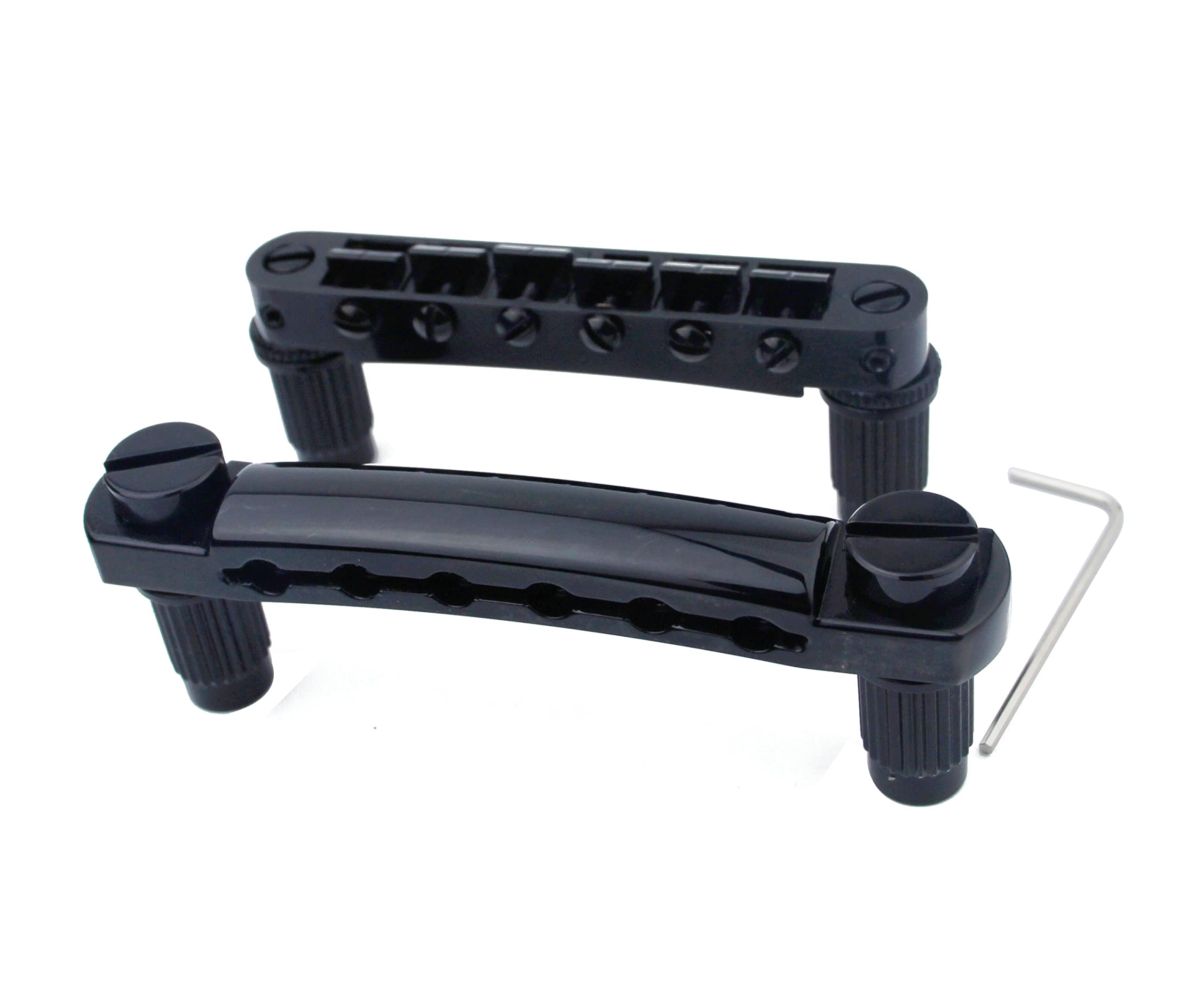 Guyker Guitar Tune-O-Matic Bridge and Stop Bar Tailpiece Combo with Anchors and Studs Replacement Compatible with LP SG EPI 6 String Electric Guitar Black