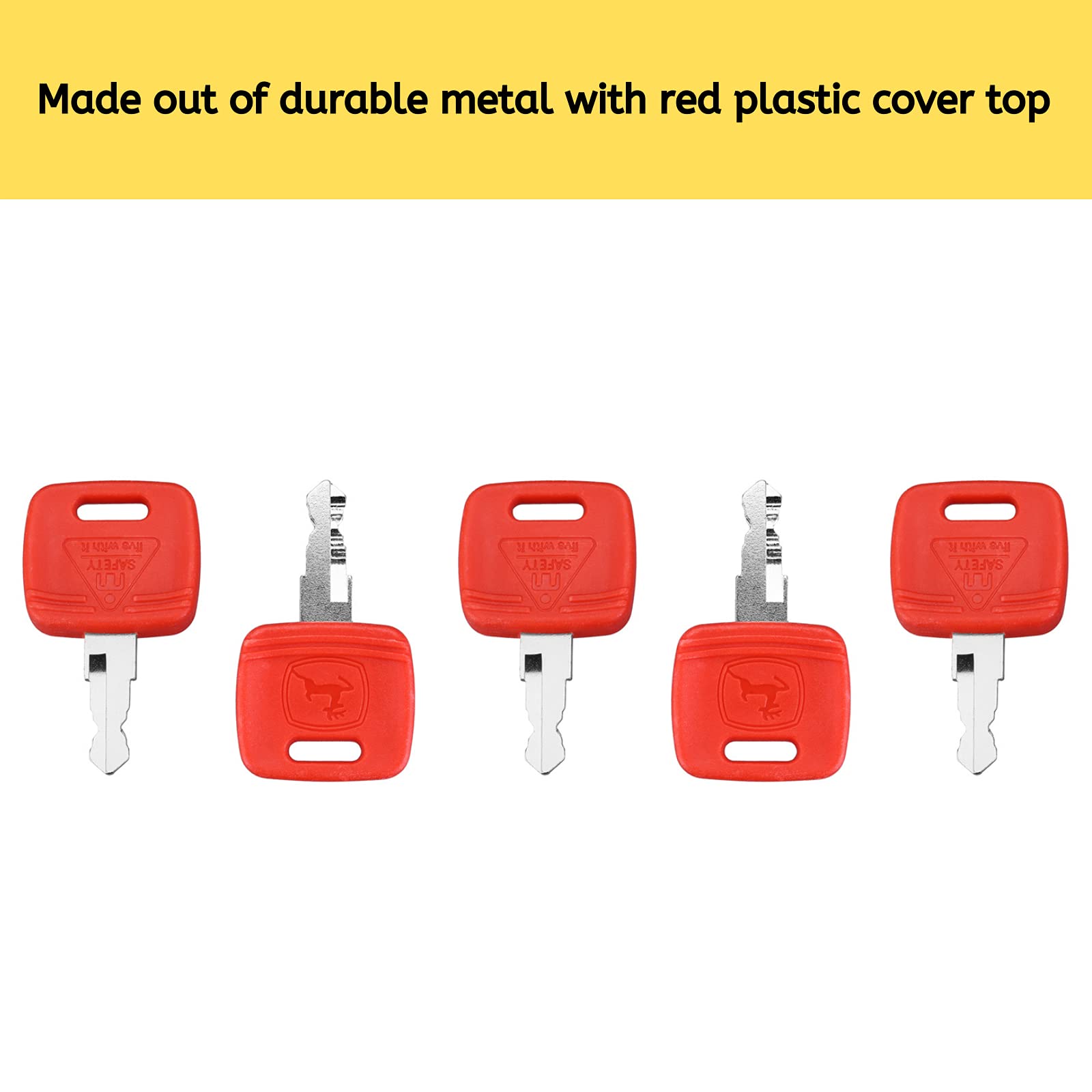 Fourtry RE183935 Ignition Key Compatible with John Deere Tractor - RE71557 Tractor Ignition Key Fit for John Deere 3033R 3320 5525 5045 3120 Farm Tractor, Keys 5 Pcs with 1 Keychain, Replace RE43492