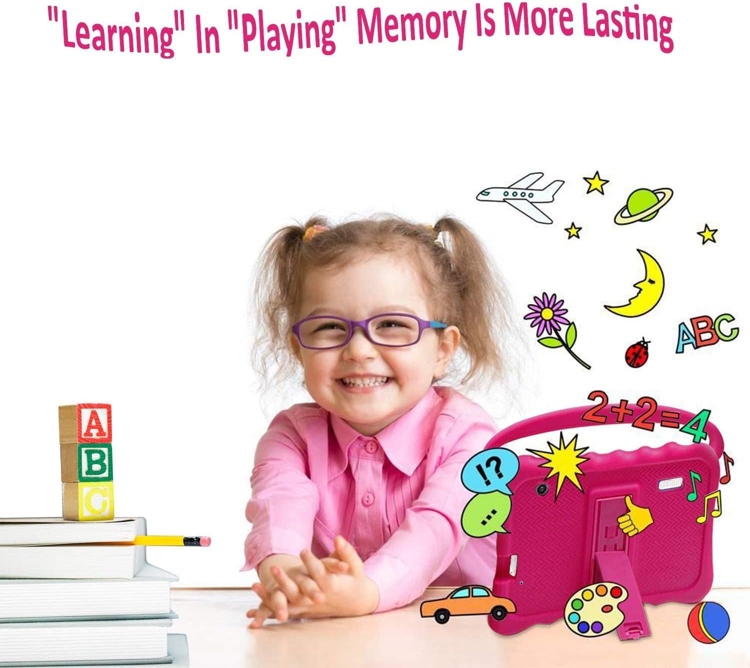Kids Tablet for Toddlers Learning Tablet for Kids 7 inch 32GB Childrens Tablet with WiFi Dual Camera Shockproof Case Android Tablet with Parent Control Google Play Store YouTube Educational Games