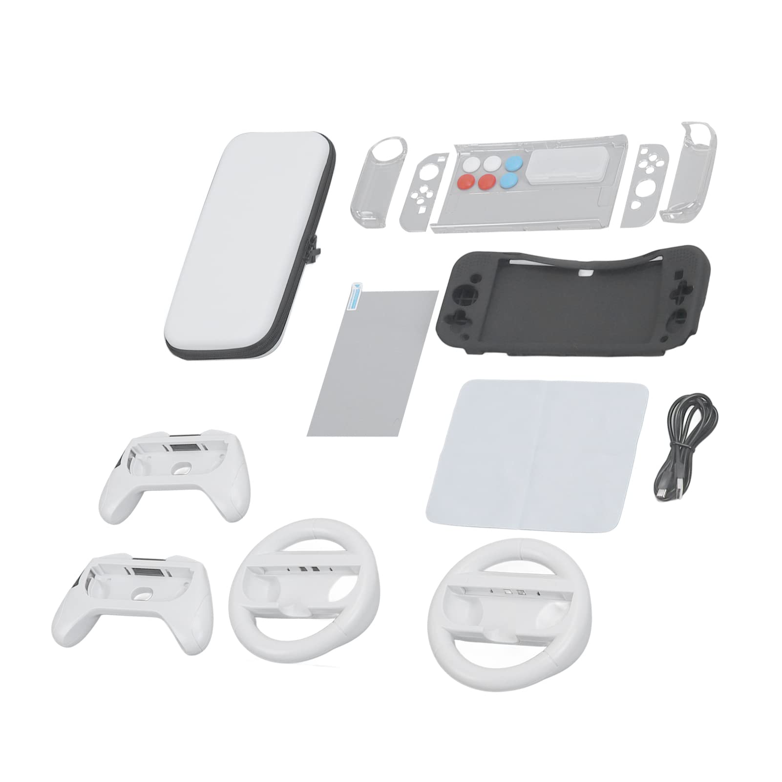 Gaming Accessory Set, Tempered Film Screen Thumb Grip Controller Cover Protective Pack 4 Bracket Precise Notch ScratchResistant For Game Console