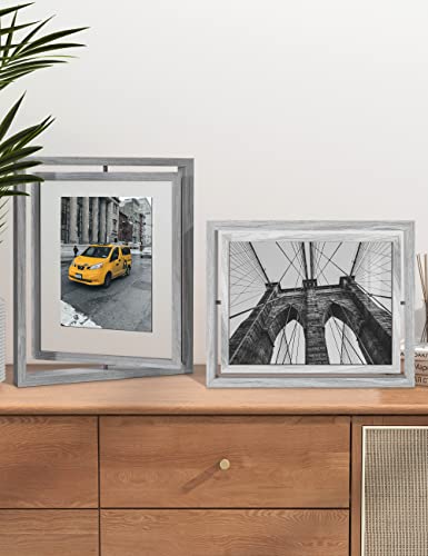 SUMGAR 8x10 ππππ©πͺπ§π ππ§ππ’π Gray ππ€π©ππ©ππ£π Floating Frames Set of 2, Double Sided Picture Frames Wooden Frames for Plants Pressed Flowers Floating Effect Display