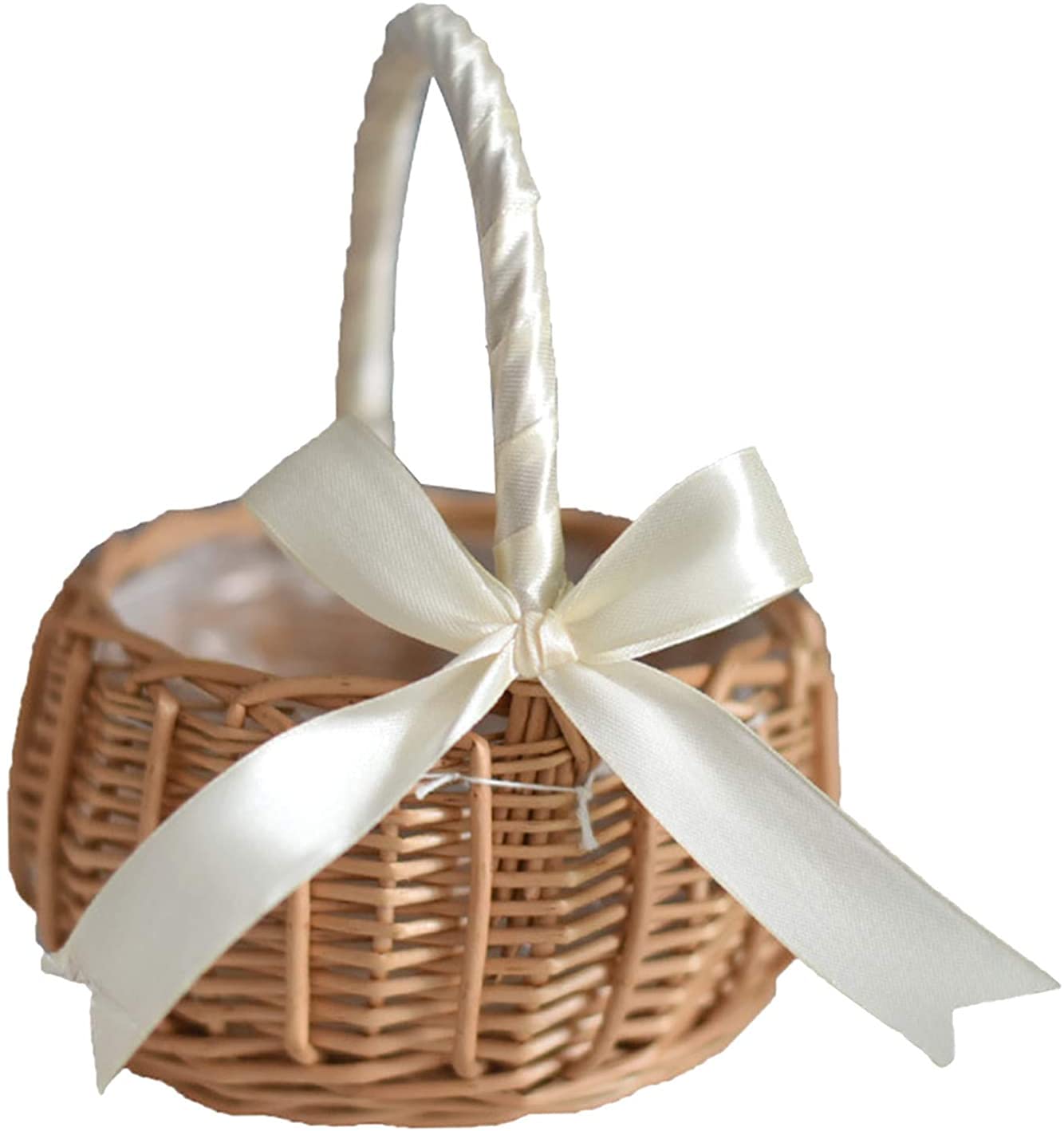 Woven Flower Basket Flower Girl Basket Wicker Basket Candy Gift Basket for Wedding Birthday Party Favor - Size S