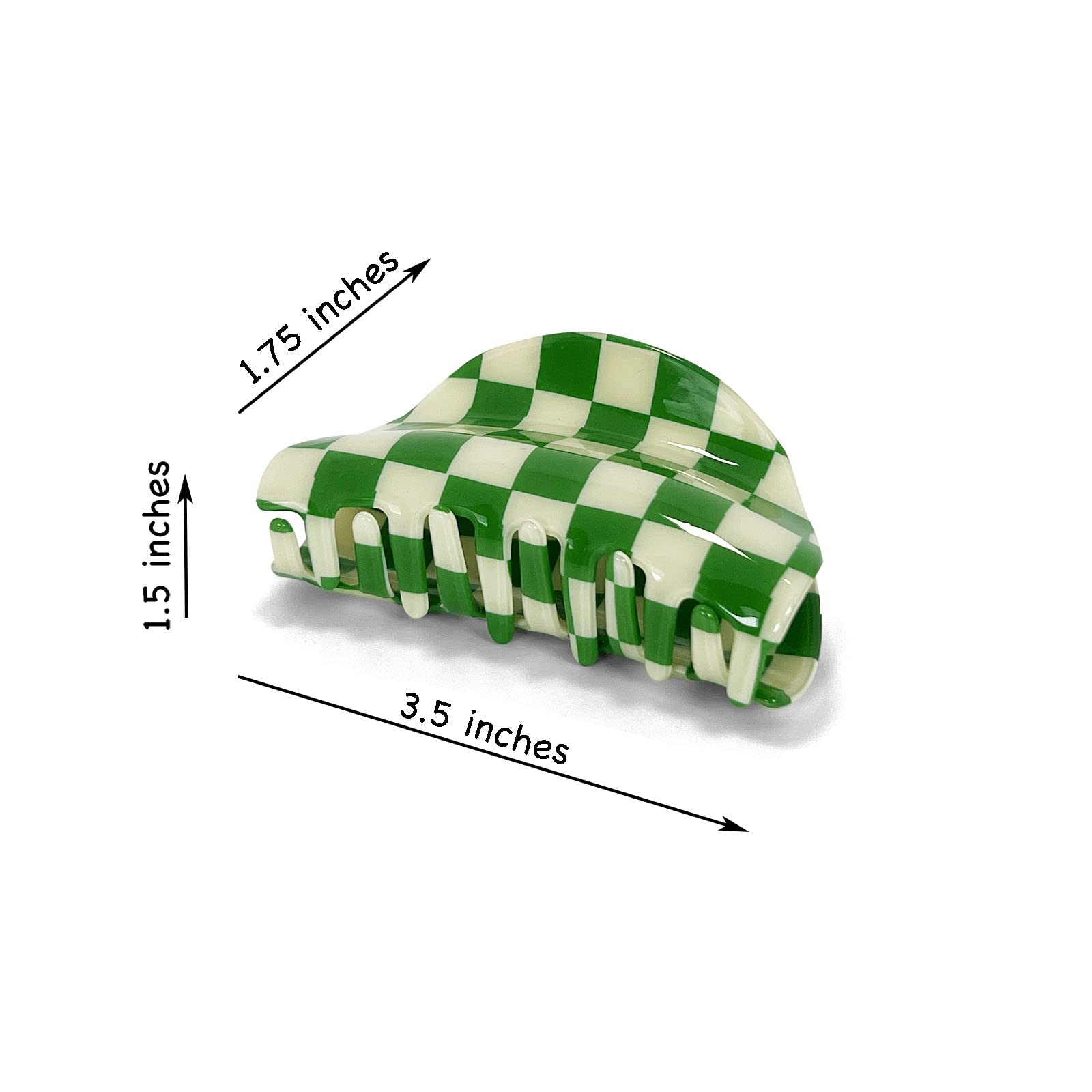 Two Oh One Checkered Hair Clip Claw Acrylic Strong Hold Women's Accessory for all Hair Type, Green