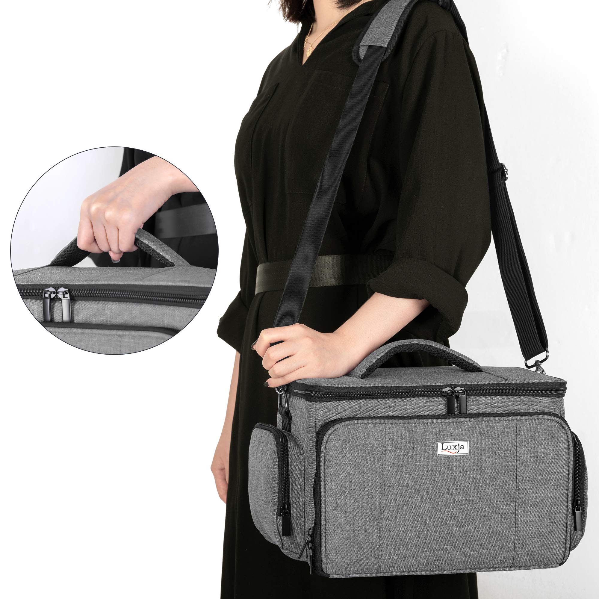 LUXJA Carrying Case Compatible with Cricut Joy and Easy Press Mini, Carrying Bag with Supplies Storage Sections, Gray