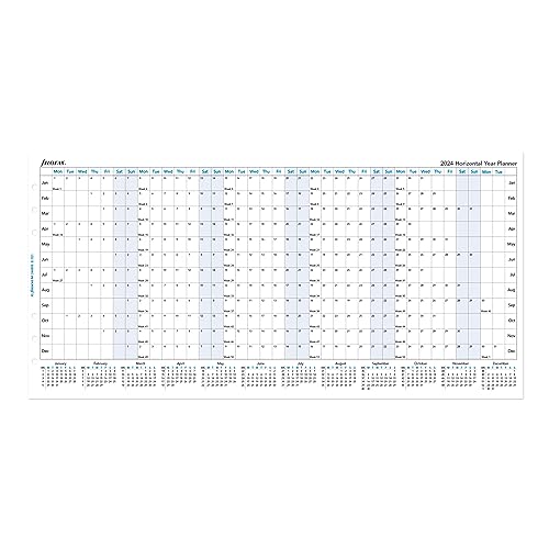 Filofax Calendar Diary Refill, A5 Size, Horizontal Year Planner, White Paper, English, 2024 (C68506-24)
