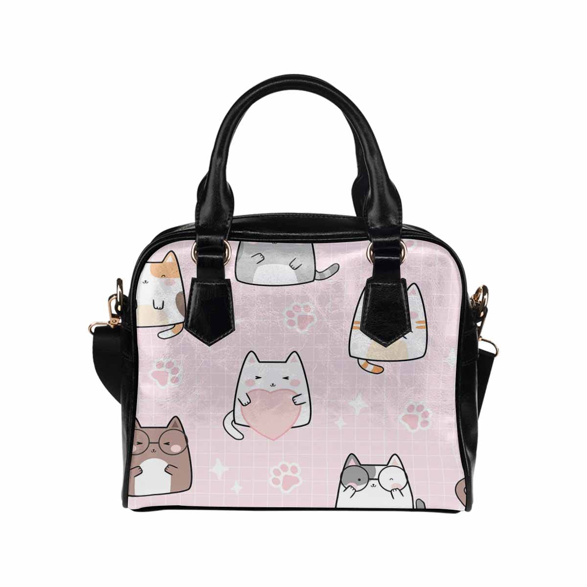 InterestPrint Kawaii Cute Cats Women's Casual Bag Shoulder Bag PU Leather Handbags