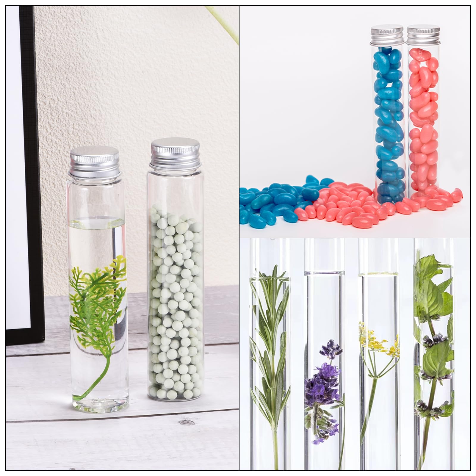 PATIKIL 80ml Plastic Test Tubes with Screw Caps, 12Pcs 128x33mm Tubes for Scientific Party Decoration Candy Bead Storage Bath Salt Lab Use, Black