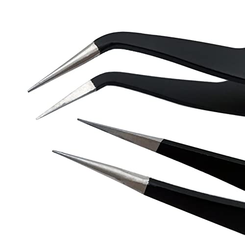 Nail Art Tweezers Nail Rhinestone Picker Tool Nail Sticker Tweezers 2 Pcs Black